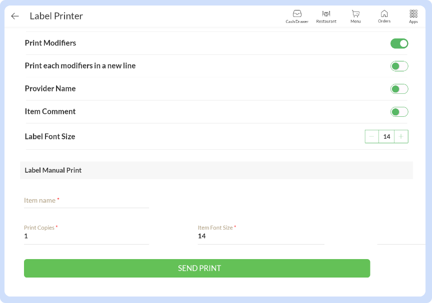 POS features - Label printer | Print clear food and delivery labels ...