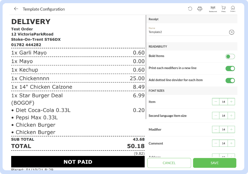 POS features - Template Configuration | Customise the layout of printed ...